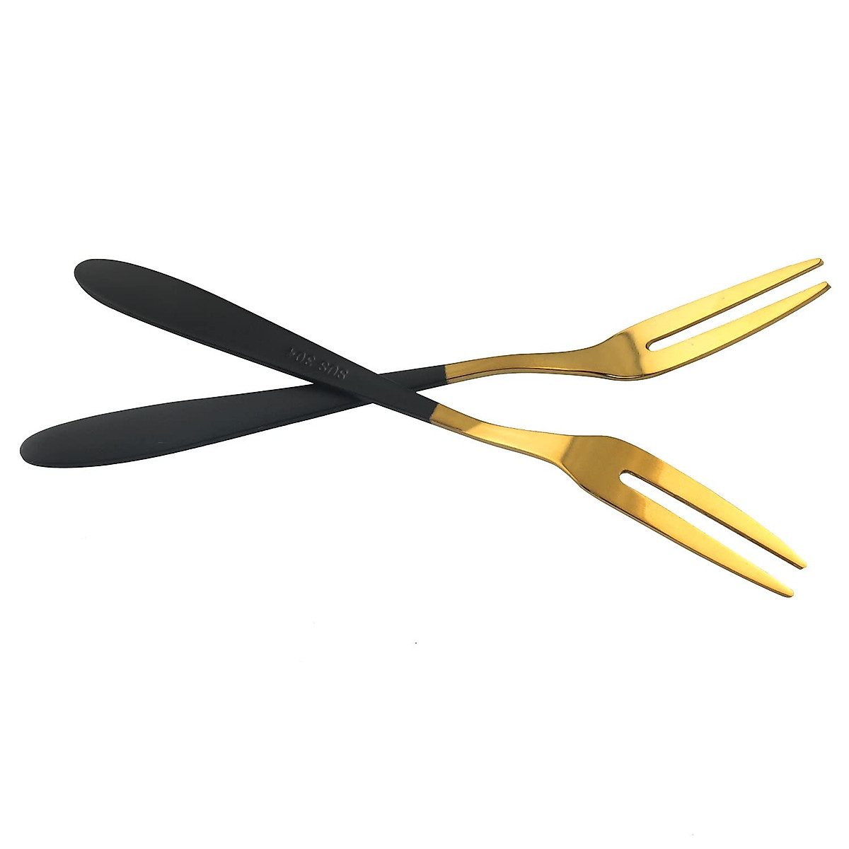 ZZLZX 6PCS Black And Gold Fruit Fork, Stainless Steel Tea Fork Set, Small Cake Fork, Fruit Forks, Mini Cocktail Fruit Dessert Tasting Fork