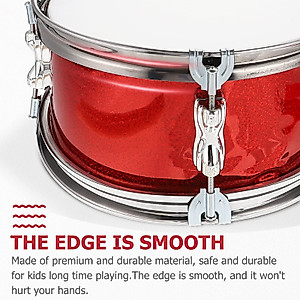 Generic Kid Hand Drum 11 Inch Marching Snare Drum Set Children Snare Drum Performance Drum with Adjustable Strap Wooden DrumSticks Gloves, Bright Red Wood Drum Toy Set