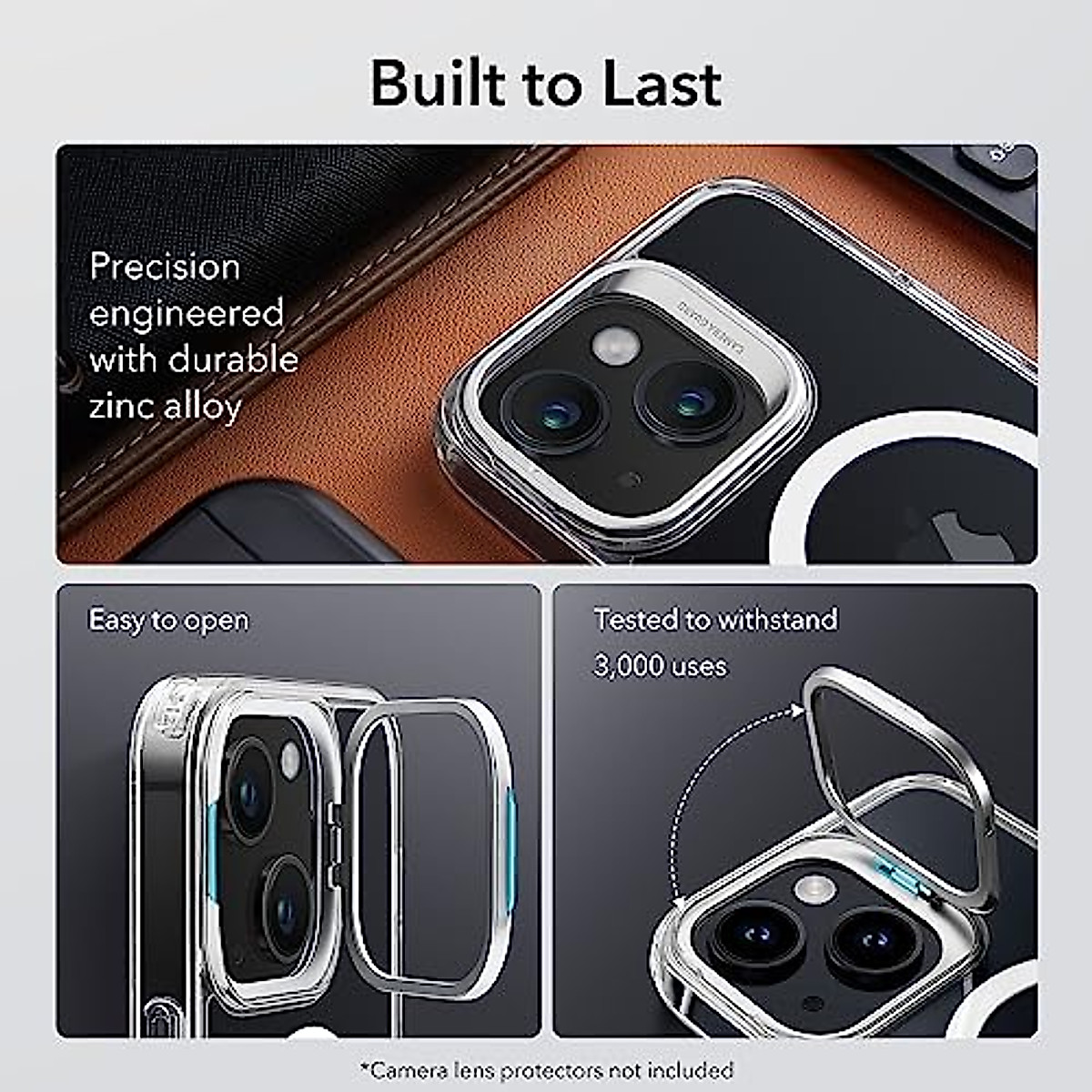 ESR for iPhone 13 Case/iPhone 14 Case, Compatible with MagSafe, Built-in Camera Ring Stand, Military-Grade Protection, Magnetic Phone Case for iPhone 13/14, Classic Kickstand Case (HaloLock), Clear