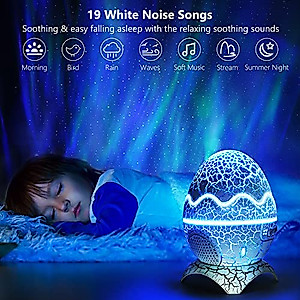 Brizled Star Projector Night Light, Dinosaur Egg Shaped Galaxy Projector Light with Bluetooth Speaker & White Noise, LED Nebula Starry Night Light Projector Remote for Room Party Birthday Home Theater