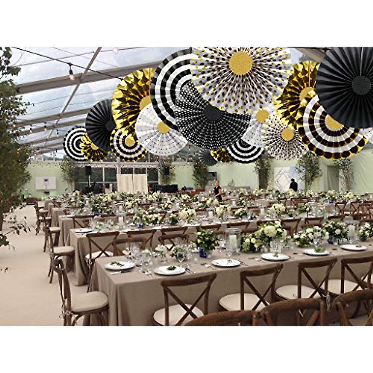 KAXIXI Party Hanging Paper Fans Decorations, Wedding Birthday Bachelorette Bridal Shower Party Ceiling Hangings Gender Reveal Baby Shower Party Decorations, 8pc