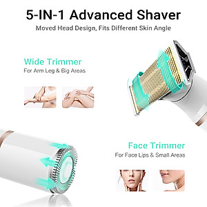 1JUSTLINK Electric Razor for Women, 5 in 1 Body Razor, Eyebrow Razor & Face Razor, USB Rechargeable Mini Foil Shaver for Face Peach Fuzz, Lips, Body, Chin, Arms