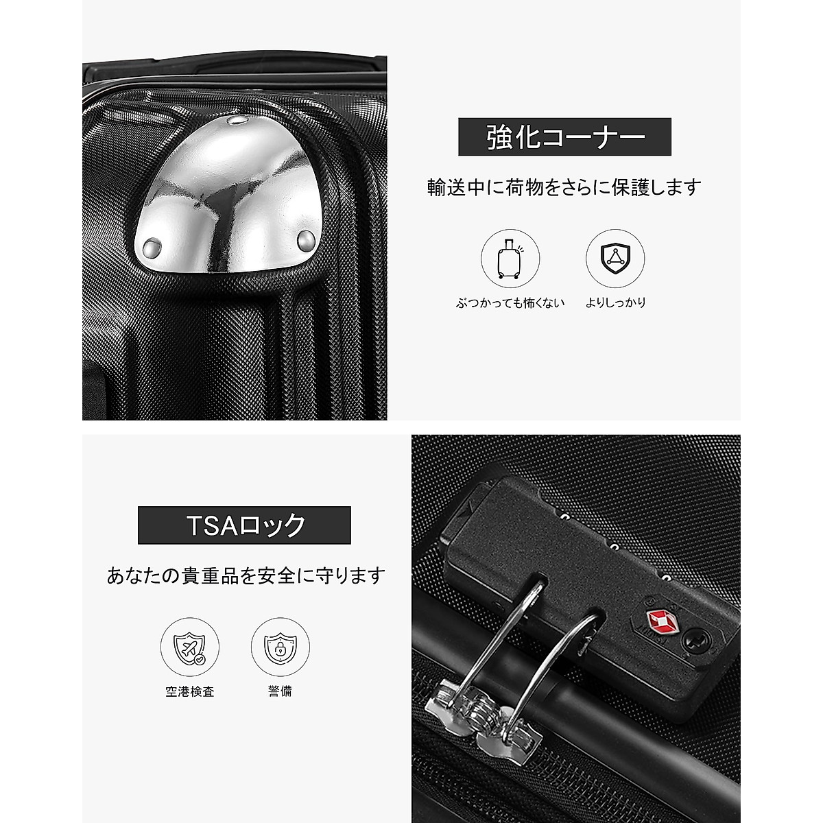 SunnyTour 24" Expandable Checked Luggage, Hard Shell Spinner Suitcase with Wheels for Business/Travel (Black)