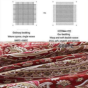 FADFAY Paisley Duvet Cover Set 100% Cotton Ultra Soft Red and Beige Reversible Paisley Bedding Set with Hidden Zipper Closure 3 Pieces, 1Duvet Cover & 2Pillowcases, King/California King Size