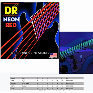 DR NRE10 Strings Hi-Def Neon Red Electric Medium