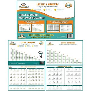 Channie’s 2 Pak Dry Erase Multiplication Memory and practice chart 18" x 12" Single & Double digit