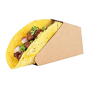 Restaurantware Bio Tek Kraft Paper Small Taco Holder - Greaseproof - 4" x 1 1/4" x 2 1/4" - 200 count box