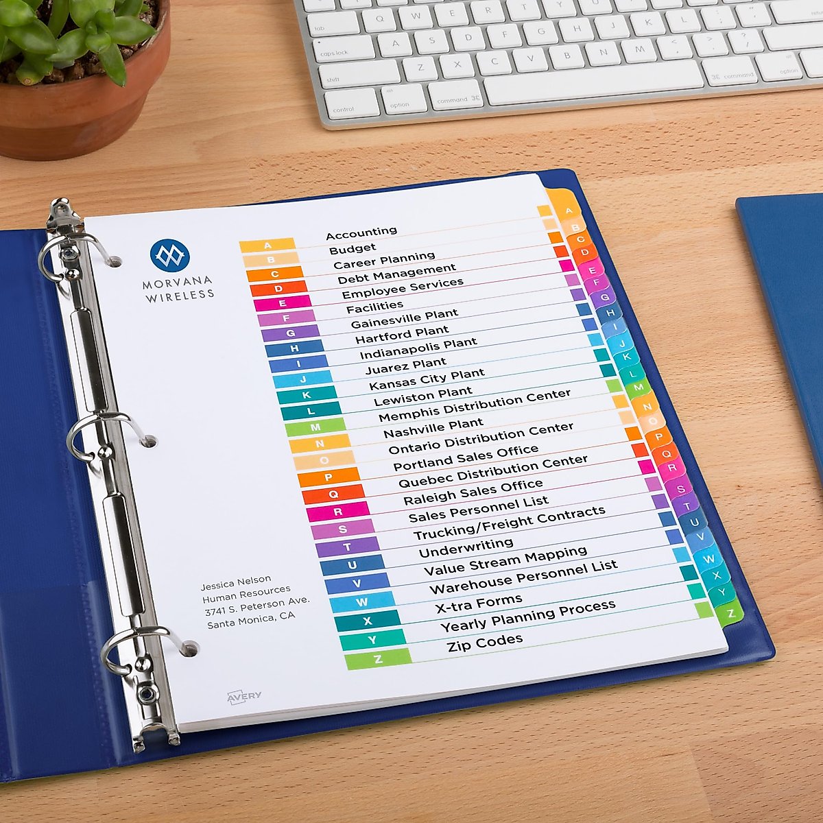 Avery A-Z Tab Dividers for 3 Ring Binders, Customizable Table of Contents, Multicolor Tabs, 12 Sets (11125)