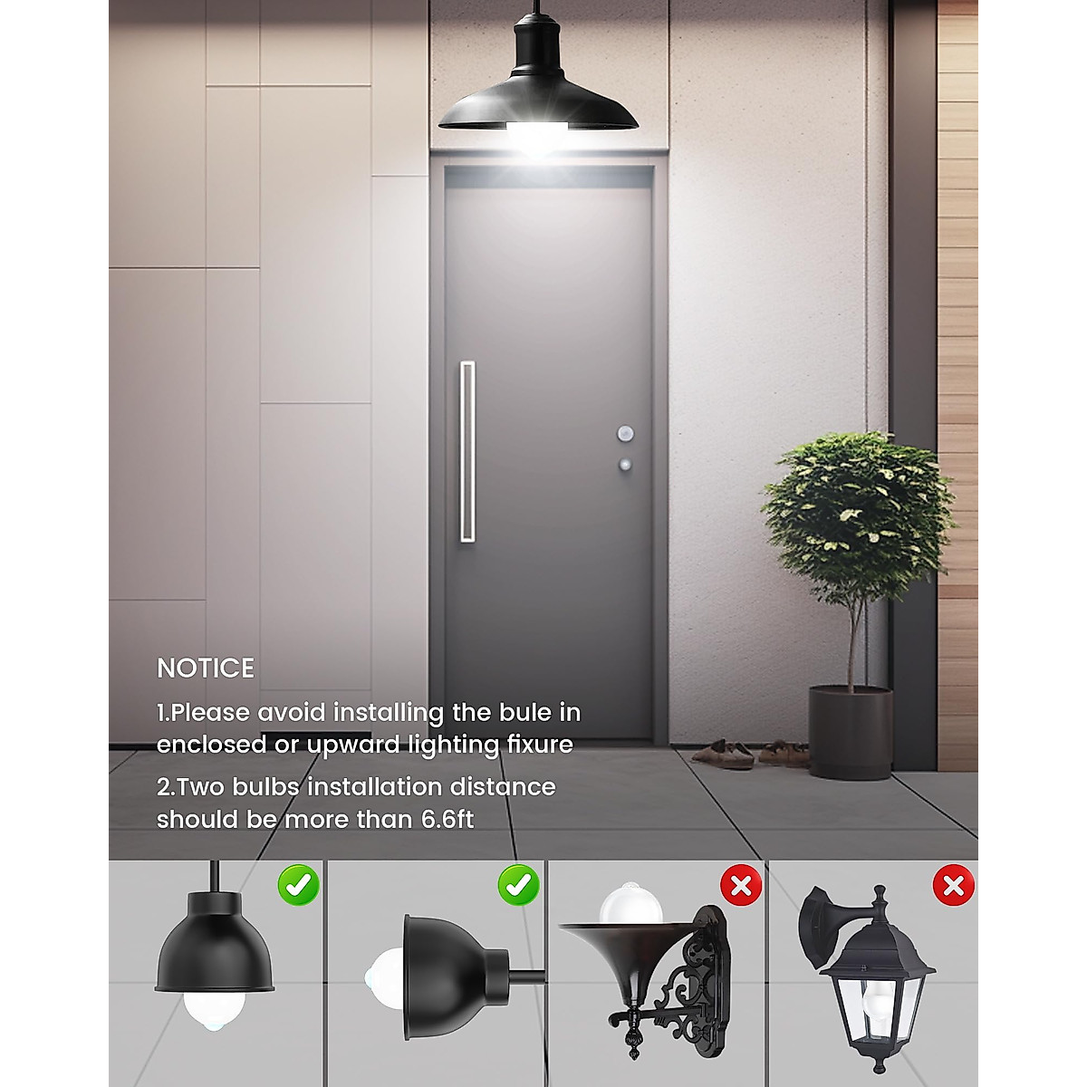 ALEXPEX Motion Sensor Light Bulbs, 13W(100W Equivalent) 1100lm Motion Activated Auto Dusk to Dawn LED Bulb, A19 E26 5000K Daylight Outdoor/Indoor Lighting for Garage Porch Stairs Patio, 2 Pack