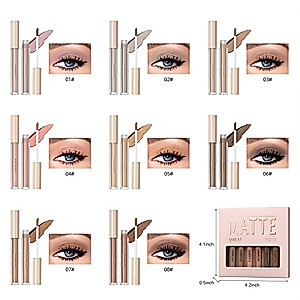 SUMEITANG 8 Colors Matte Liquid Eyeshadow Set, Neutral Naked Eyeshadow Smooth Lightweight High-pigmented Cream Brown Eye Shadow Stick Quick-Drying Waterproof Long Lasting Eye Makeup