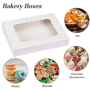 Moretoes 40pcs Cookie Boxes, 14x10x2.5 Inch Bakery Boxes, Treat Boxes with Window for Donuts, Pies, Cakes, Muffins, and Pastries