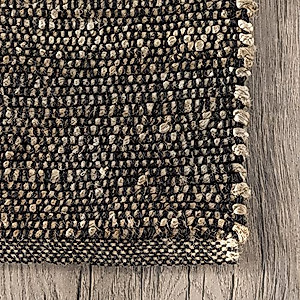 nuLOOM Elfriede Farmhouse Jute Blend Accent Rug, 3x5, Charcoal