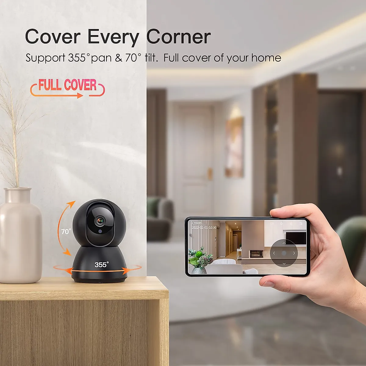 Menggood 2.5K HD Indoor Camera with SD Card-Black