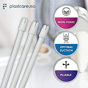 100 Dental Saliva Ejectors Disposable - Medical Grade Latex Free Evacuation Suction Tips - Flexible White Tube with White Tip (100 Pack) by PlastCare USA