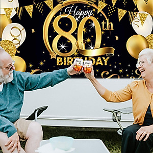 Patelai Birthday Stemless Wine Glass, Gold Birthday Wine Glass Present for Men Women Birthday Party Christmas New Year Wedding Anniversary Party Decorations 17 Oz Stemless(Cheers to 80 Years)