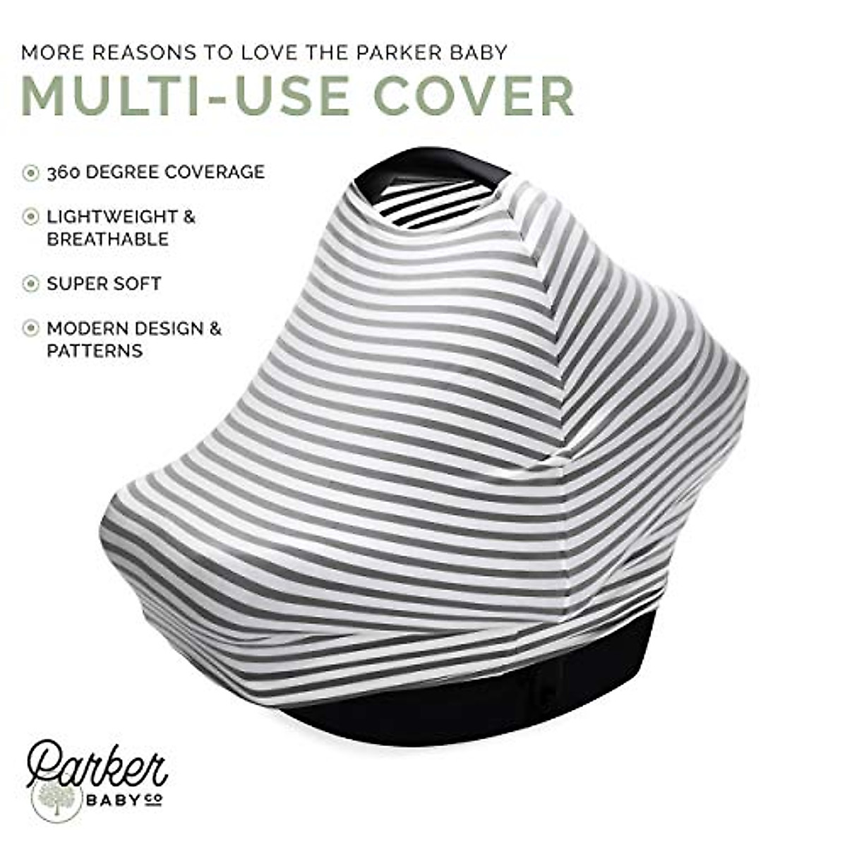 Parker Baby 4 in 1 Car Seat Cover for Girls and Boys - Stretchy Carseat Canopy, Nursing Cover, Grocery Cart Cover, High Chair Cover - "Desert"