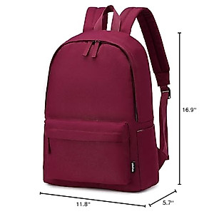 abshoo Lightweight Casual Unisex Backpack for School Solid Color Boobags (Red)