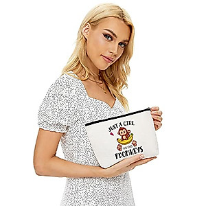 Monkey Makeup Bag Monkey Gifts for Women Girls Monkey Stuff Merch Animal Lover Breeder Funny Birthday Christmas Gift Ideas for Teens Daughter Sister Bestie Friends Niece Just A Girl Who Loves Monkeys