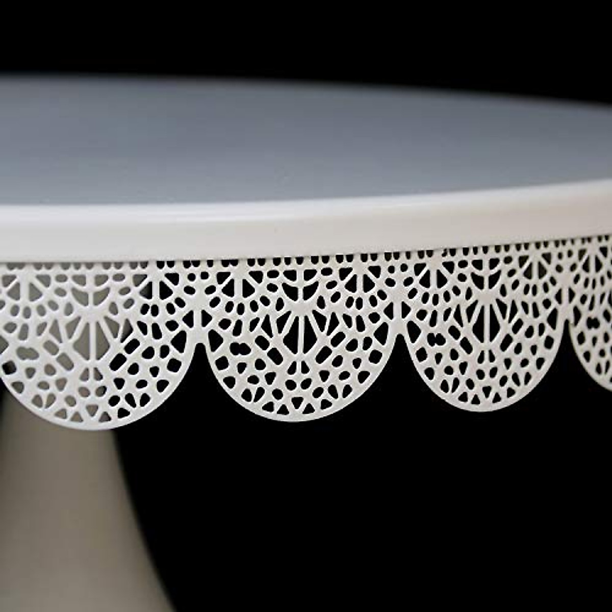 LUCYCAZ 12-inch White Cake Stand, No Need to Install Single Layer Round Metal Cupcake Holder Stand, Wedding Birthday Party Dessert Holder Pedestal/Display/Plate