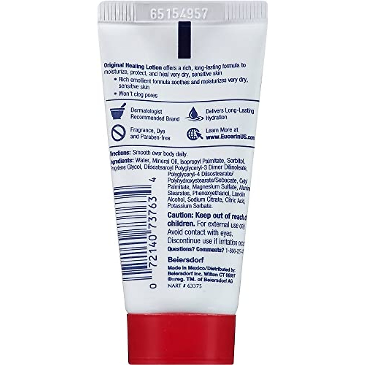 Eucerin Original Healing Soothing Repair Rich Lotion Fragrance Free Dry Skin 1 Oz Travel Size (Pack of 6)