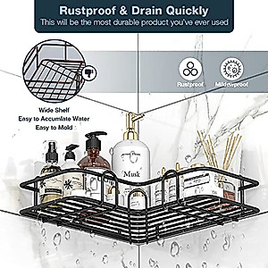 Corner Shower Caddy Shelf with 4 Hooks and 2 Soap Holders , 4-Pack Stainless Steel Shower Shelves with Adhesive, Wall Mounted Rustproof Bathroom Shower Organizer, No Drilling Shower Rack for Bathroom