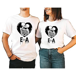 Custom Kissing Skeleton Couples Matching Shirt, Skeleton Halloween Shirt, Matching Halloween Shirt for Couples, Matching Couples Shirts for Halloween Day, Family Matching Halloween T Shirts
