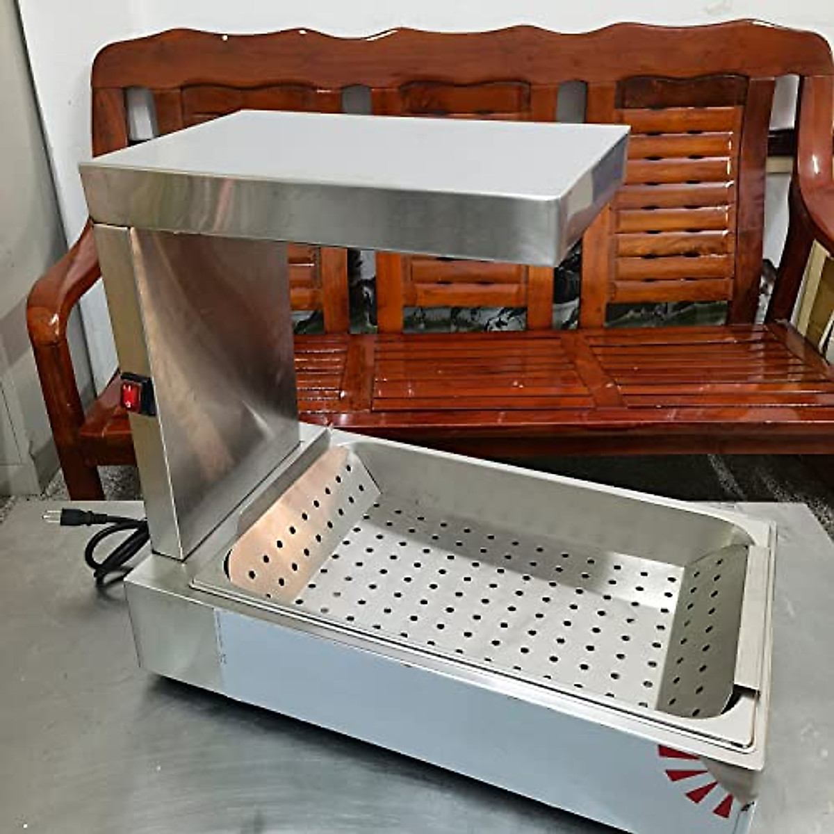 KOUWO Commerical French Fry Warmer Fries Dump Station Fried Food Warmers with Base Pan,500 Watt,110V