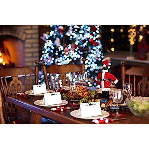 25 Pack Christmas Tent Place Cards, Place Cards for Table Setting, Folded Eggshell Paper Name Tent Cards for Christmas Holiday Dinner Decorations - CM01