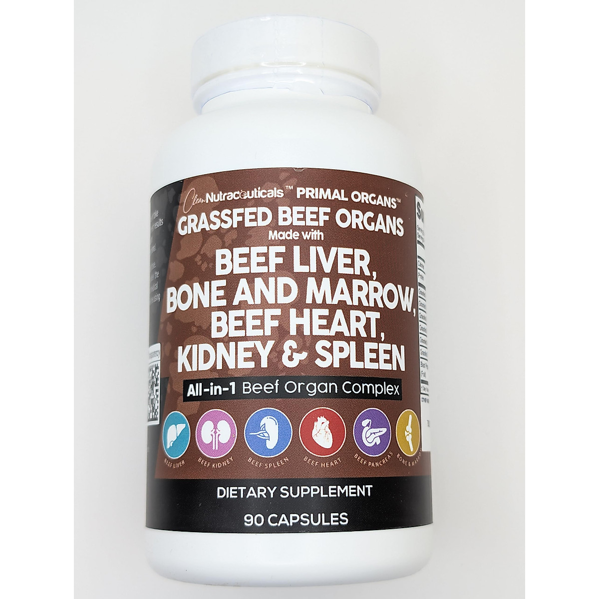 Clean Nutraceuticals Grass Fed Beef Liver Capsules - Premium Quality Supplement Packed with Desiccated, Beef Heart, Beef Spleen, Beef Pancreas Plus Bone & Marrow Dao Enzyme Pills