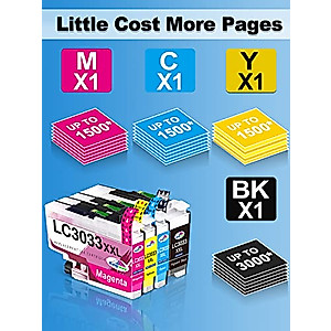 Compatible for Brother LC3033 Ink Cartridges Replacement for LC3033 BK/C/M/Y Ink Cartridges Brother use with Brother MFC-J995DW MFC-J995DWXL MFC-J815DW MFC-J805DW MFC-J805DWXL, 4 for LC3033 LC3035 Ink
