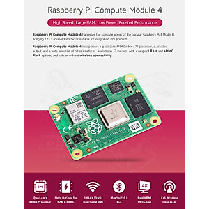 Waveshare Pi Compute Module 4 Comes with Heatsink 4GB RAM 32GB eMMC Flash with WiFi