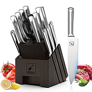 Knife Set, imarku 16 PCS High Carbon Japanese Stainless Steel Knife Sets for Kitchen with Block, Ultra Sharp Kitchen Knife Set with Sharpener Chef Knife Set, Dishwasher Safe