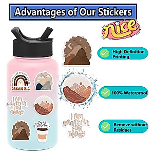 Vintage Inspirational Stickers 50Pcs, Boho Motivational Aesthetic Stickers for Women Adults Kids Teen Teachers, Retro Vinyl Waterproof Positive Decals for Laptop Water Bottles Phone Scrapbook Journal