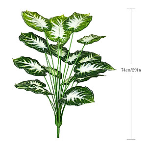 Rozwkeo Artificial Plants Fake Turtle Tree Leaves with Stems 29" Tall Faux Palm Tree Large Monstera Leaf Imitation Frond Tropical Plant Greenery Floral Jungle Party Indoor Outdoor Garden Decoration
