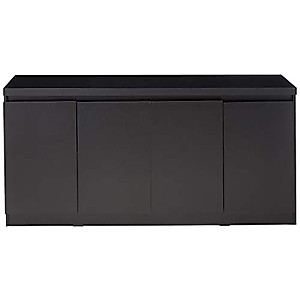 Manhattan Comfort Viennese Collection Mirrored Buffet Cabinet/Dining Console with Compartment Shelves, 62.99" Inches, Black Matte
