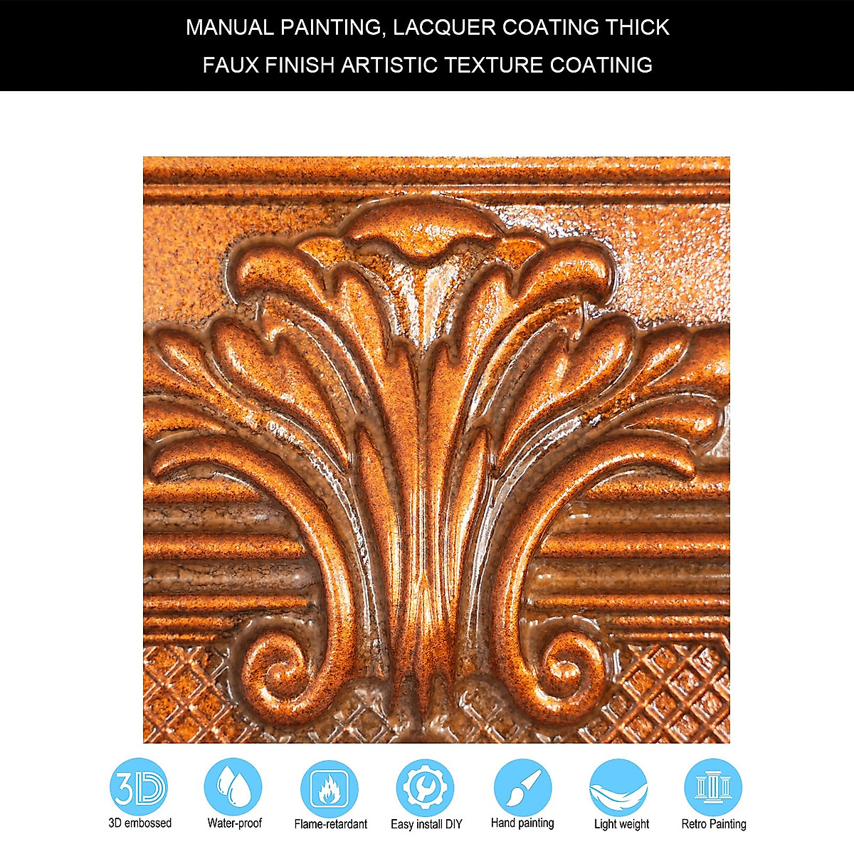 Ceiling Tin Tiles Farmhouse Tin Ceiling Tiles for Cafe Club Salon Hotel Store Bar 2'x2' PL38 Archaic Copper 10pcs