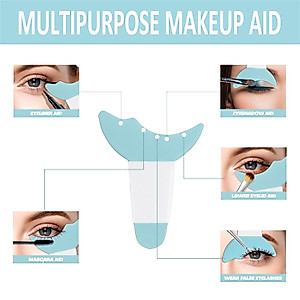 SUMEITANG Eyeliner Stencils 2Pcs Reusable Silicone Eyeliner Aid Mascara Shield Multifunctional Makeup Stencil for Beginners Eyeliner Eyelash Eyeshadow Lipstick Applicator Guide Tool Easy to Use-Blue