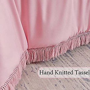 ZRNBAST 5 Pcs Blush Bed in a Bag Comforter Set with Tassel Bohemian Style Full Size Reversible Design Bedding with 2 Pillowcases Ultra Cozy Lightweight Quilt Set for Adults Kids (Blush, Full)