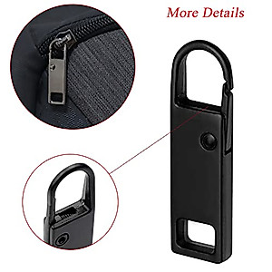 Urmspst Zipper Pull Replacement (Upgraded), 12 Pcs Detachable Zipper Pull Tabs for Luggage Clothing Jackets Backpacks Boots Purse Coat(2Size, 2 Color Black, Silver)