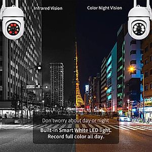 MORESEC Outdoor Security Cameras, Wireless WiFi Light Bulb 1080P Dome Surveillance Cameras 360° View Full-Color Night Vision 2.4GHz WiFi Cameras for Home Security, Easy Installation #ZZ