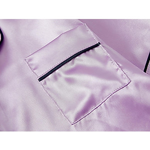 Topgal Little & Big Girls Pajama Set Size 8 - Lilac Satin Silky Cute Summer Short Sleeve & Pants Outfit