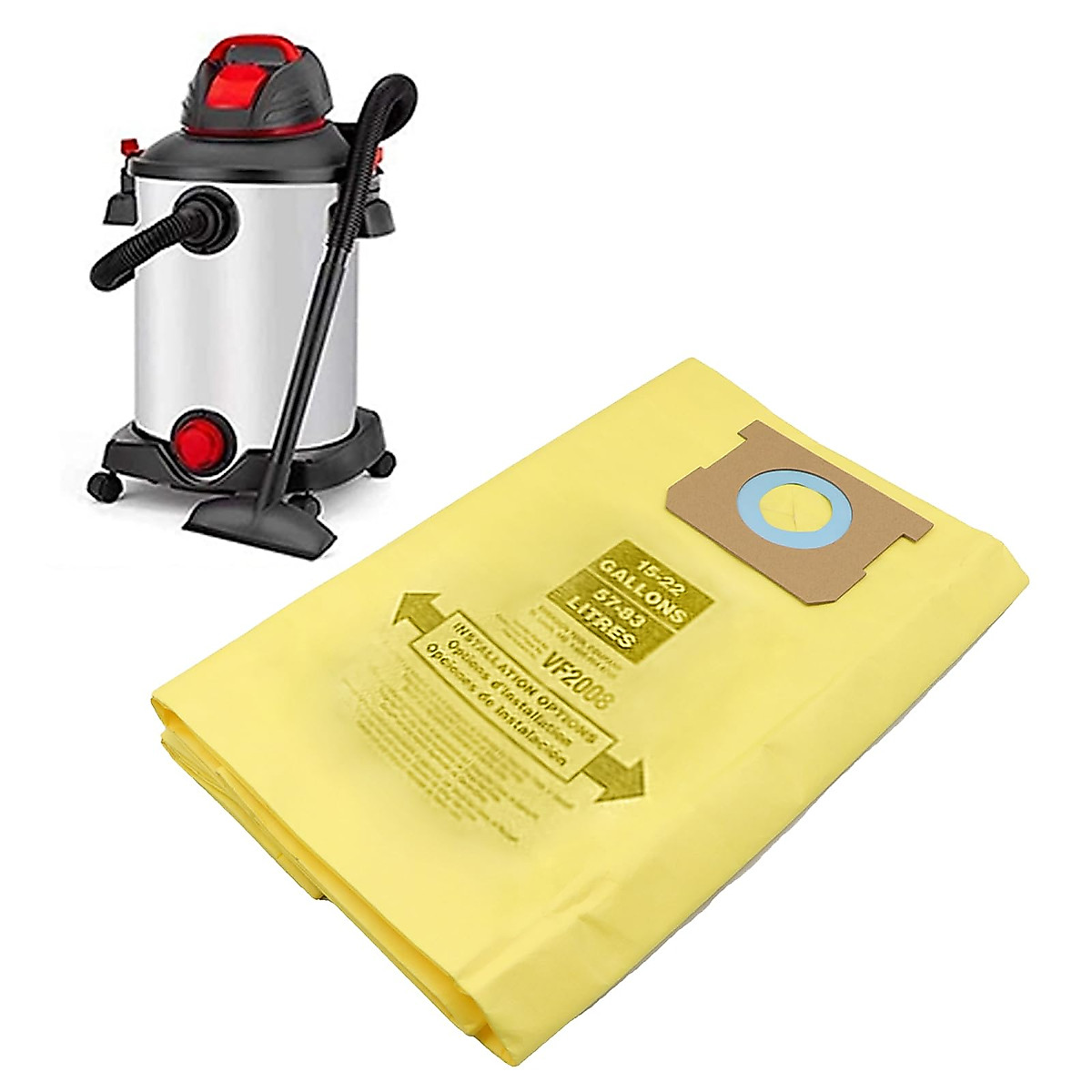 kingsea 90673 Vacuum Bags Dust Collection Bag Compatible with Shop Vac 15-22 Gallon Vacuum Bags Type J - 90673, Type G - 9066300, VF2008, Part# 90663 90673 9066300 9067300 VF2008, 5Pack