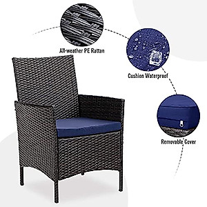 PHI VILLA 9 Piece Outdoor Dining Table Sets, Expandable Rectangular Metal Dining Table and 8 Rattan Chairs for Patio, Deck, Balcony