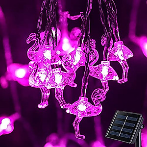 ENSHUI Solar String Lights Outdoor Waterproof 21 ft 30 LED Pink Flamingo Garden Lights 8 Lighting Modes Fairy Lights String Patio Lights Terrace Camping Christmas Decoration (Flamingo)