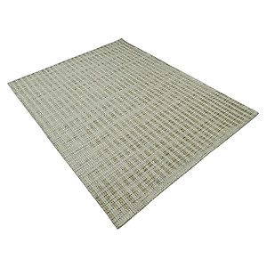 Artisan's Arc Checkered Scandinavian Hand Made Blended Wool Flatwoven Area Rug, Camel, Beige and Gray, 8x10 | KE16810