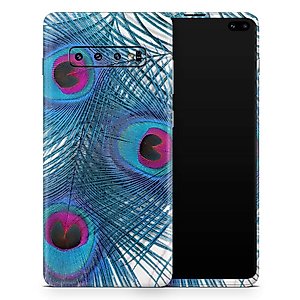 DesignSkinz Blue Peacock Protective Vinyl Decal Wrap Skin Cover Compatible with The Samsung Galaxy S20 (Screen Trim & Back Glass Skin)