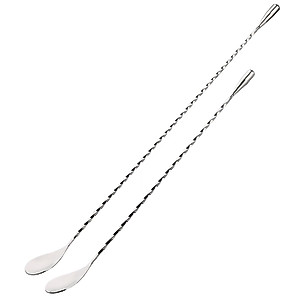 Purefold 15.7/12 Inches Bar Cocktail Spoons Set, Stainless Steel Spiral Pattern Cocktail Shaker Cocktail Mixing Spoon