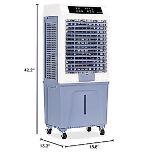 Uthfy Evaporative Air Cooler,3880CFM Swamp Cooler With 10.6 Gal Tank, 43" Portable Evaporative Cooler With Remote,12H Timer,4 Ice Pack,Oscillation,3 Speeds,3 In 1 Cooling Fan for Garage,Patio,Basement