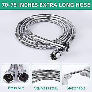 V-Frankness Shower Head with Handheld Combo, High Pressure 69 Settings Shower Head Buit in Power Wash Mode, with Soild Brass Diverter and 70 Inches Extra Long Stainless Steel Hose (Chrome)