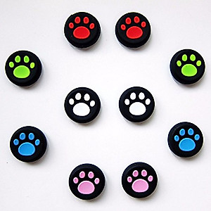Ambertown Analog Silicone Thumb Stick Grips Cap Joystick ThumbSticks Caps Cover for PS4 PS3 Xbox One Xbox 360 PS2 Game Controllers (2 x Green Cat Dog Paw)